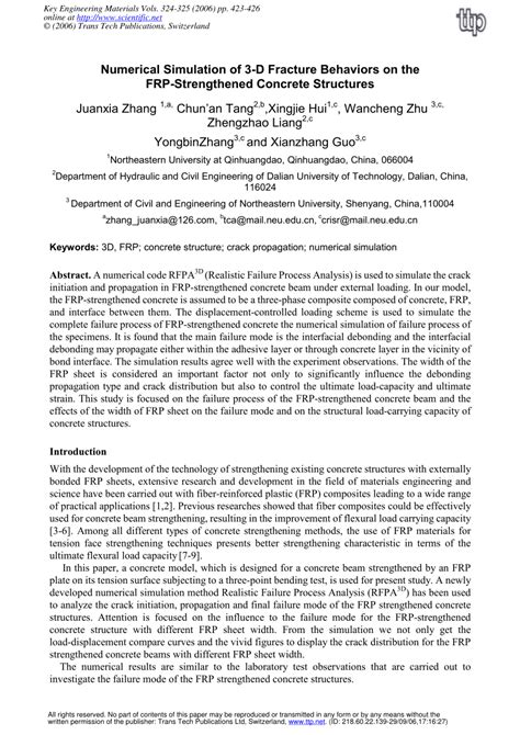 Pdf Numerical Simulation Of 3 D Fracture Behaviors On The Frp