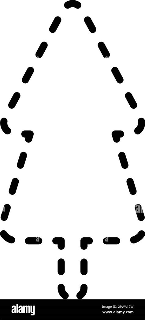 Tracing Lines Dotted Tree Outline Shape For Preschool And Kindergarten
