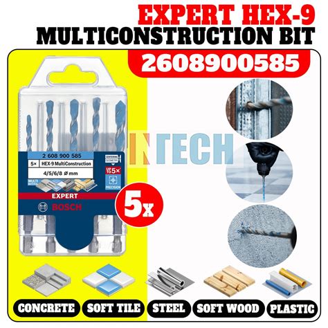 Bosch 2608900585 Hex 9 Multi Construction Drill Bit Set 4568 Mm