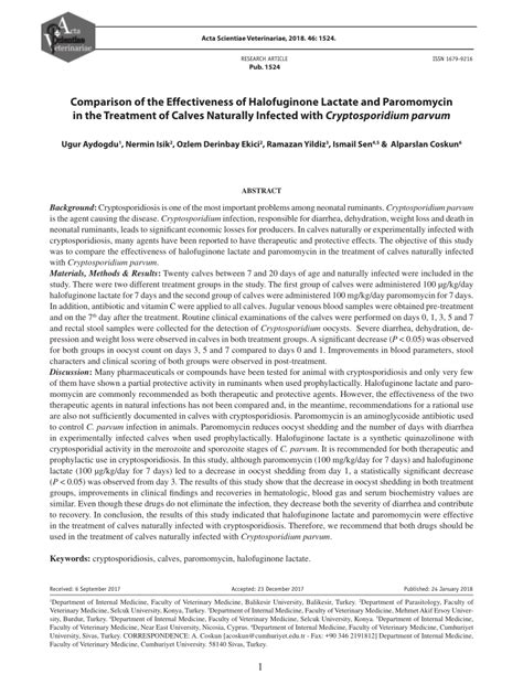 Pdf Comparison Of The Effectiveness Of Halofuginone Lactate And