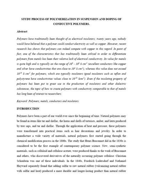 Paper 1 Study Process Of Polymerization In Suspension And Doping Of