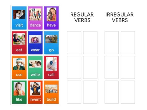 Regular And Irregular Verbs Classify Group Sort