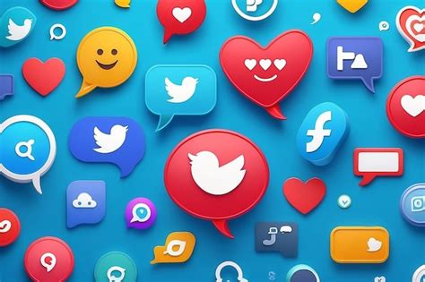 Social Media Notifications Icons On Blue Background Notification Bell Speech Bubble Premium Ai