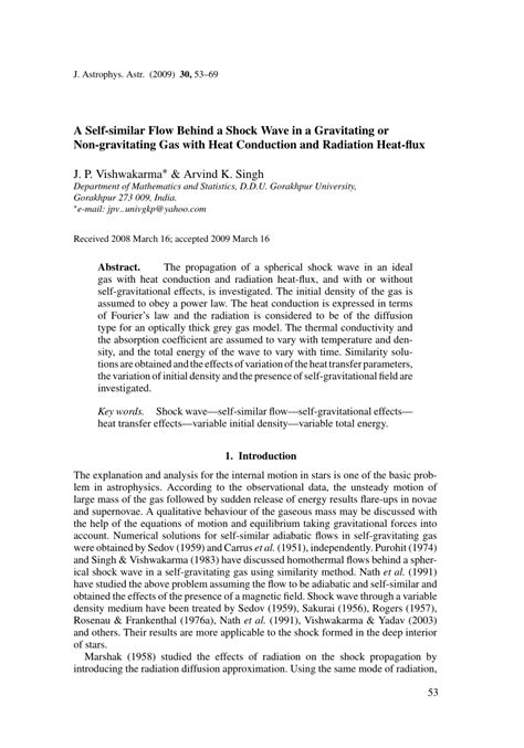PDF A Self Similar Flow Behind A Shock Wave In A Gravitating Or Non