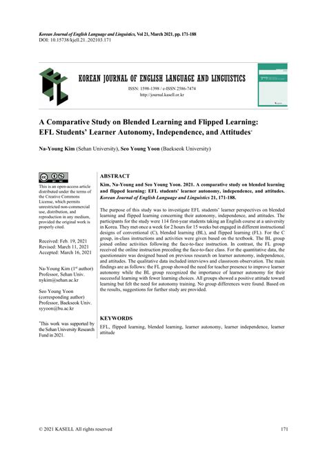 Pdf A Comparative Study On Blended Learning And Flipped Learning Efl