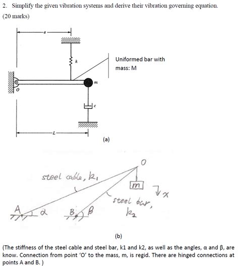 solved 2 simplify the given vibration systems and derive