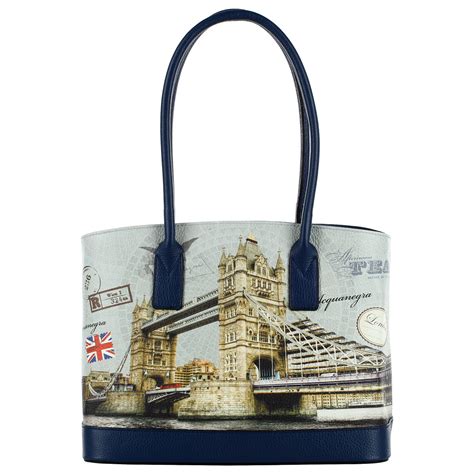 Женская кожаная сумка с принтом Acquanegra London 1102_M108+blu ...