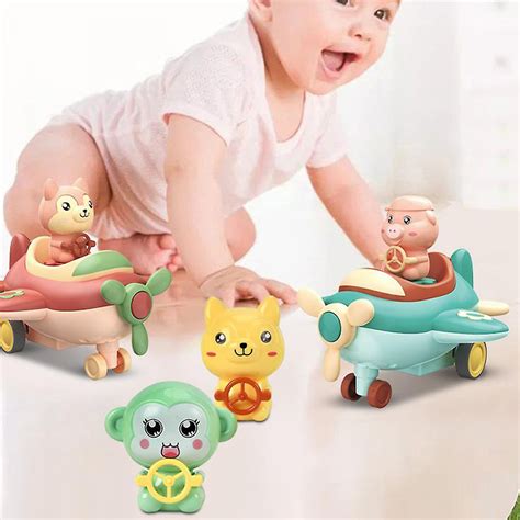 خرید اسباب بازی هواپیما فشاری طرح میمون در رنگبندی متنوع پیکو تویز