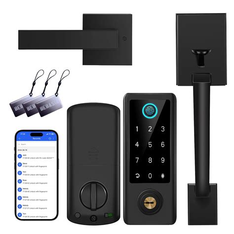 Fingerprint Door Lock With Handle Sets Bebasia Keyless Entry Door Lock Deadbolt Bluetooth
