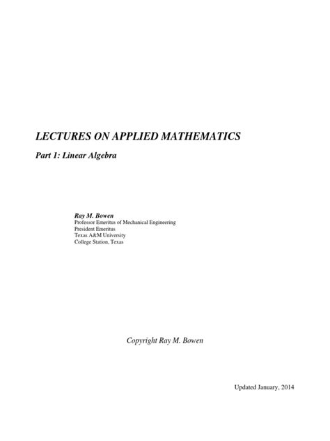 lectures on applied math linear algebra pdf matrix mathematics