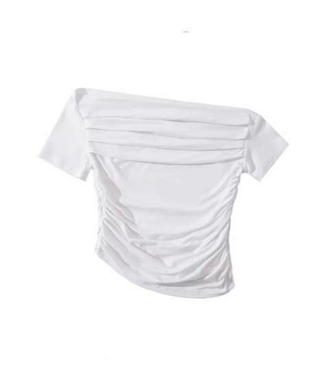 2color 셔링 보트넥 오프숄더 티셔츠 에이블리