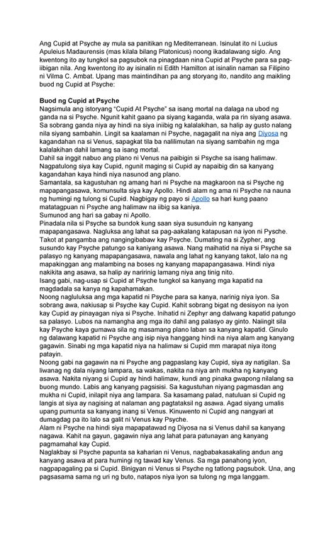 Ang Cupid At Psyche Ay Mula Sa Panitikan Ng Mediterranean Isinulat Ito Ni Lucius Apuleius