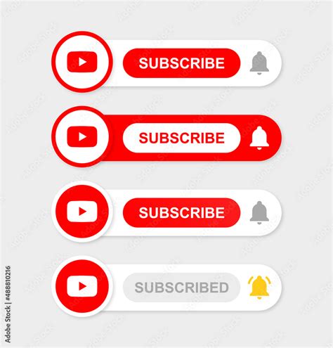 Subscribe Button For Youtube Video Channel In Modern With Bell Icon In