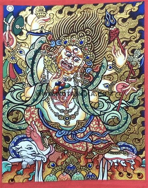 编号118 5360395：彩绘小唐卡 白六臂玛哈嘎拉（长方形·54cm左右） 沃唐卡