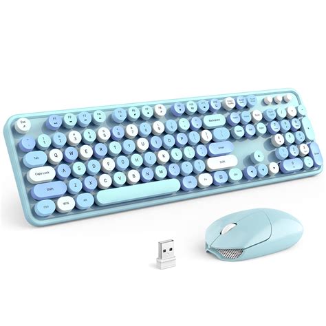 Mua Knowsqt Wireless Keyboard And Mouse Combo Blue 104 Keys Full Sized 2 4 Ghz Round Keycap