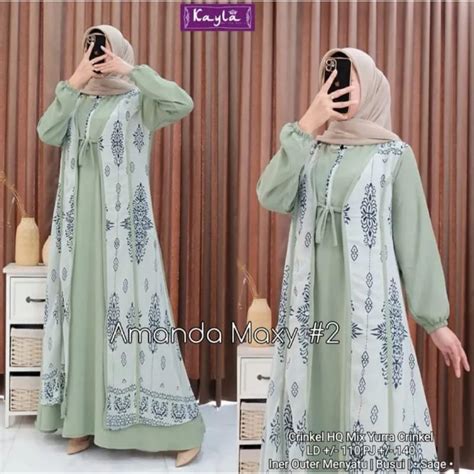 Jual Amanda Maxy 2 Gamis Casual Model Iner Auter Menyatu Shopee