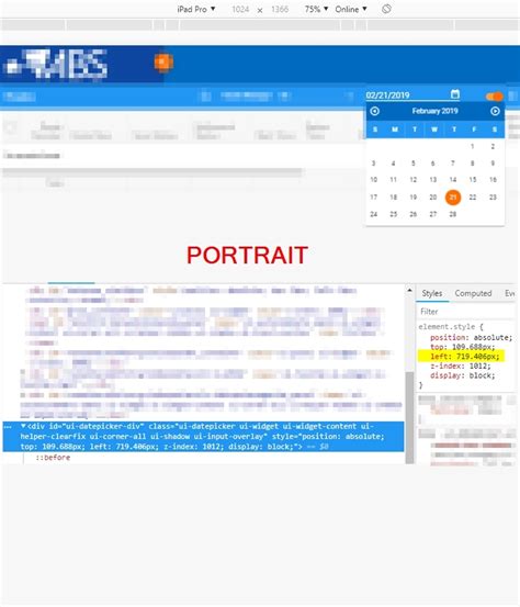 css primefaces calendar does not readjust its position on window