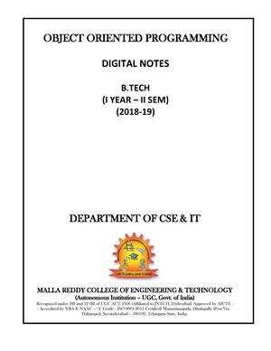 Object Oriented Programming Studocu