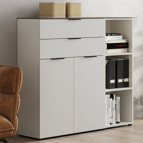 Lomadox Schreibtisch Alvesta 01 Aktenschrank Set In Kaschmir Beige