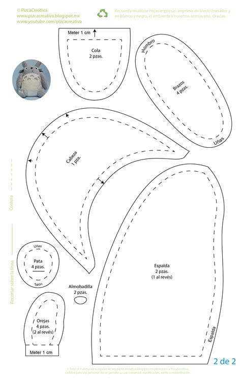 29 Totoro Plush Sewing Pattern Hewittotito