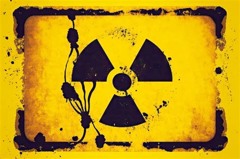 Premium Photo Radiation Hazard Sign On Yellow Background With Rust Streaks