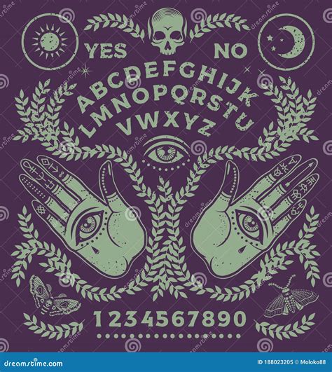 Ouija Board With Hands With Eyes Vector Illustration Stock Vector