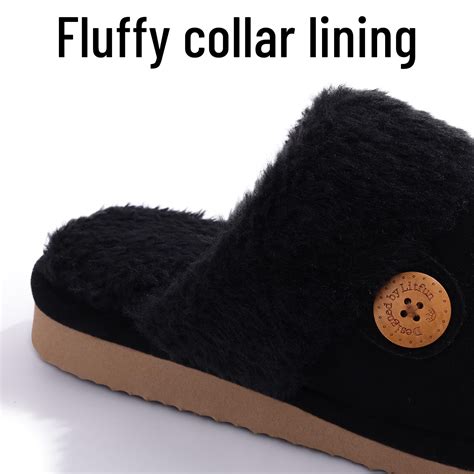 Litfun Fuzzy Slippers For Women Memory Foam Winter Warm House Shoes