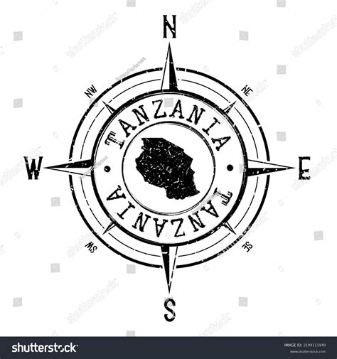 Tanzania Stamp Map Compass Adventure Illustration Stock Vector Royalty