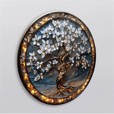 Tree Of Life Tempered Glass Wall Art Colorful Home Decor Etsy