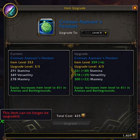 Why Cannot My Item Be Upgraded Rwow