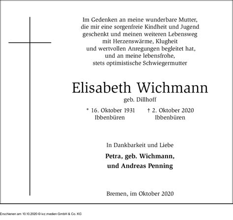 Ivz Trauer Elisabeth Wichmann