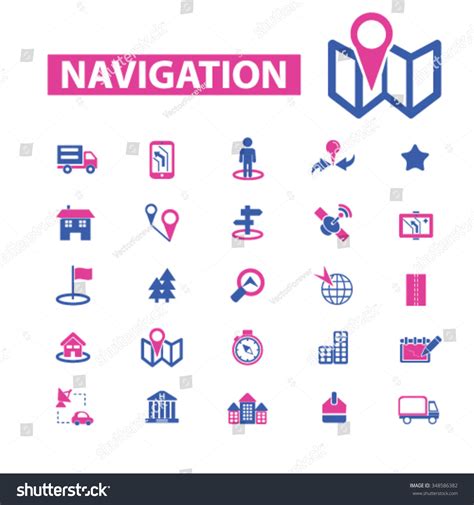 Navigation Route Map Navigator Icons Signs เวกเตอร์สต็อก ปลอดค่าลิขสิทธิ์ 348586382