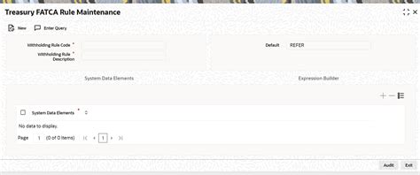 Process Fatca Withholding Rule Maintenance Screen