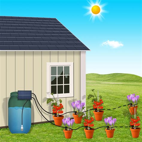 Outdoor Solar Drip Irrigation Automic System Garden Yard Plant Watering