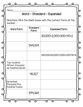 Place Value Worksheets NBT NBT By Fantastic In Th TPT