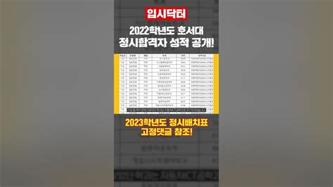 2023정시 2022학년도 호서대학교 정시 합격자 성적 분석입시닥터호서대 정시 등급 Shorts Youtube