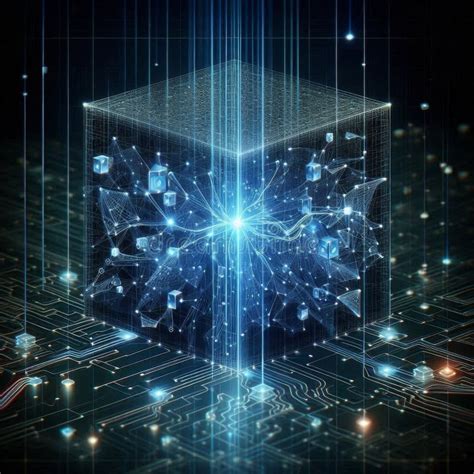Machine Learning Data Flow Blockchain Grids Stock Illustration
