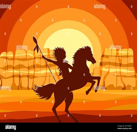 Native American Warrior Riding Horse Stock Vector Image And Art Alamy