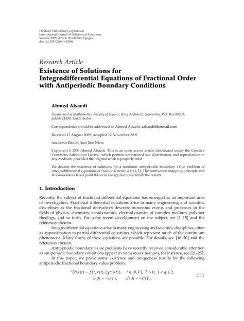 Pdf Existence Of Solutions For Integrodifferential Equations Of Fractional Order With