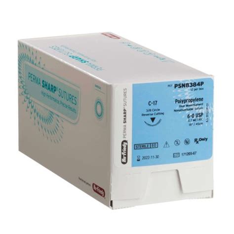 6 0 Blue Polypropylene Suture 18 C 17 Needle 12 Mm 3 8 Circle
