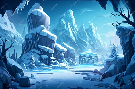 Premium Photo 2d Ice Snow Background Environment For A Battle Arena