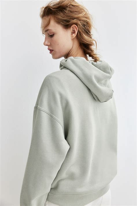 Motif Detail Hoodie Light Sage Greenmickey Mouse Ladies Handm Gb