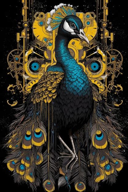Premium Ai Image A Poster For A Peacock That Is On Display