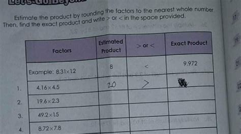 Estimate The Product By Rounding The Factors To The Nearest Whole