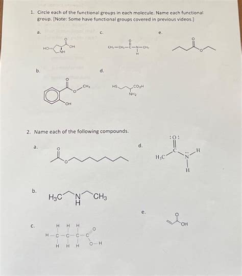 Solved Circle Each Of The Functional Groups In Each Chegg Com