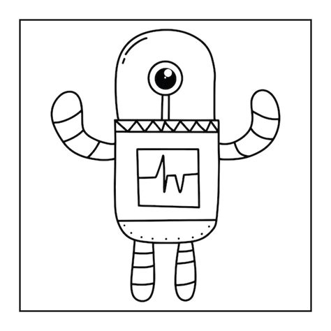 Coloriages de robots mignons à imprimer pour les enfants Vecteur Premium