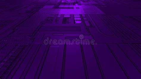 Purple Computer Chipset Pattern 3d Futuristic Technology Background Stock Footage Video Of