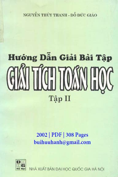 Hướng Dẫn Giải Bài Tập Giải Tích Toán Học Tập 2 Nxb Đại Học Quốc Gia