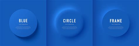 빛과 그림자가 있는 파란색 배경에 3d 둥근 원 프레임 세트 제품 전시를 위한 추상 기하학적 받침대 연단 또는 평면도의 복사 공간 최소 Neumorphism 디자인 벡터