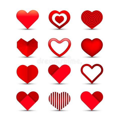 Heart Valentine Icon Set Stock Vector Illustration Of Romantic 36487250